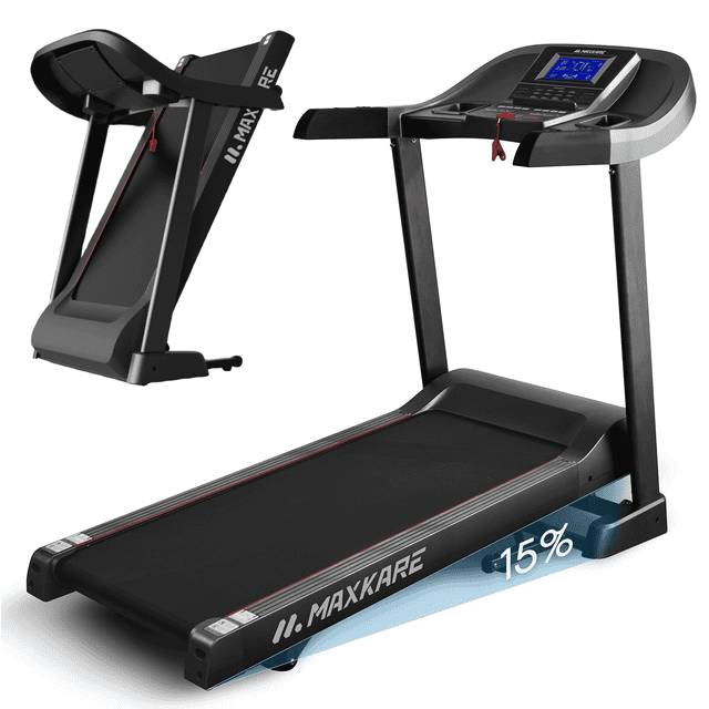 MaxKare 20" Folding Treadmill with 15 Level Auto Incline, 3.5HP, 12MPH ...