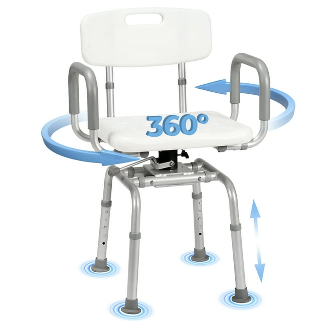 MaxKare 360° Swivel Shower Chair with Back and Arms, 5 Levels ...