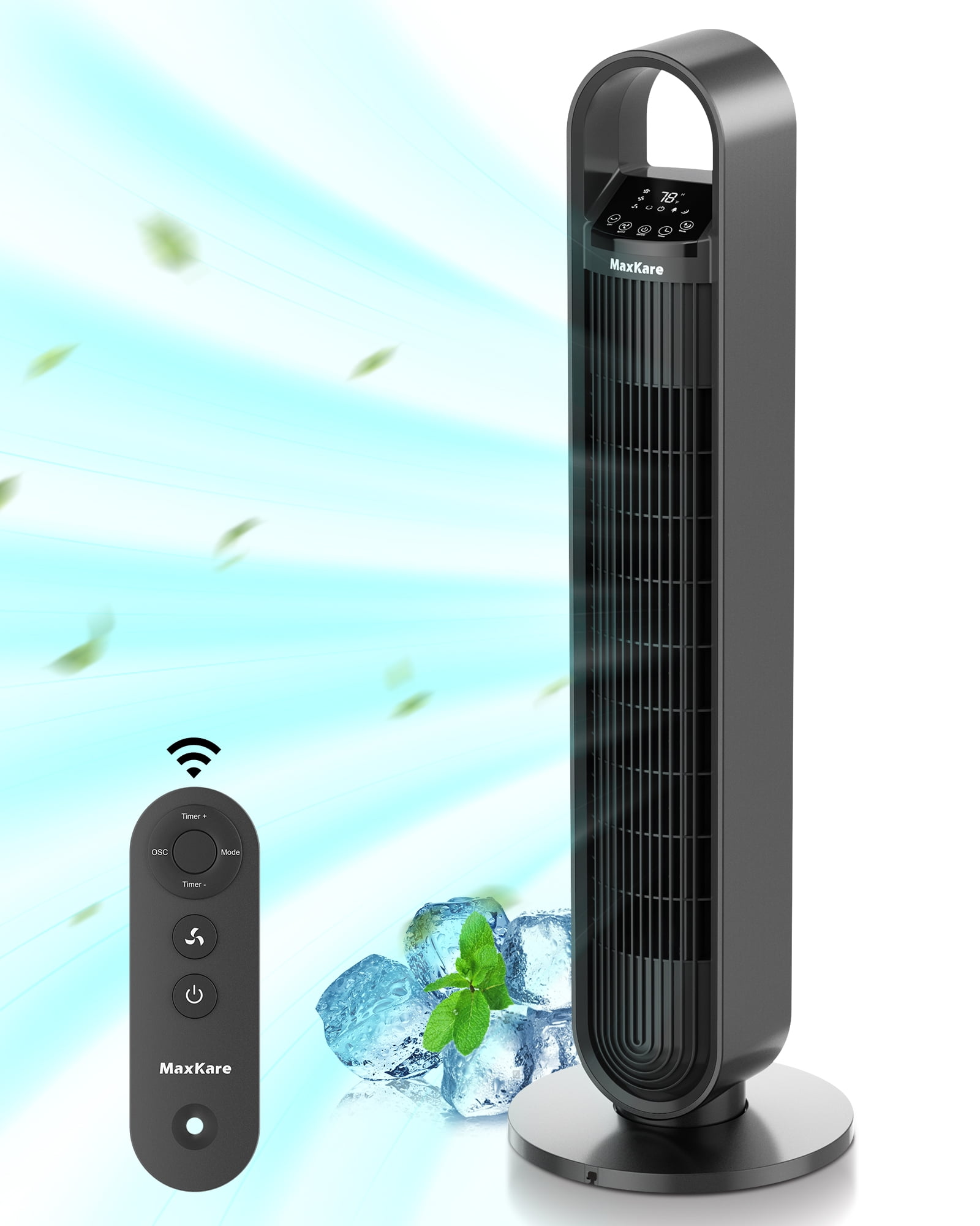 MaxKare 36in High Height Cold Breeze Oscillating Tower Fan with Remote ...