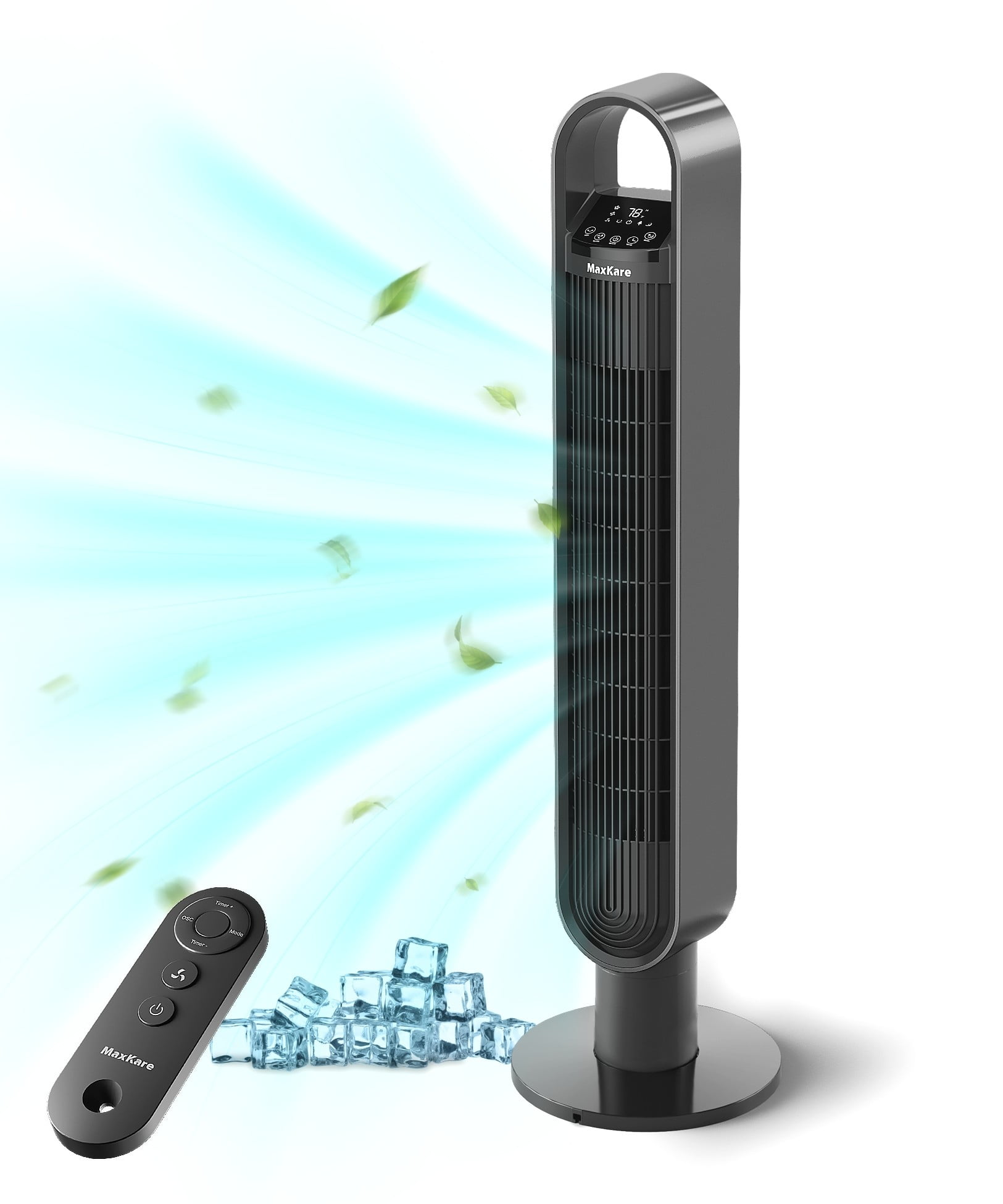 MaxKare 40" Tower Fan, 75° Oscillating Quiet Cooling Fan with 12H ...