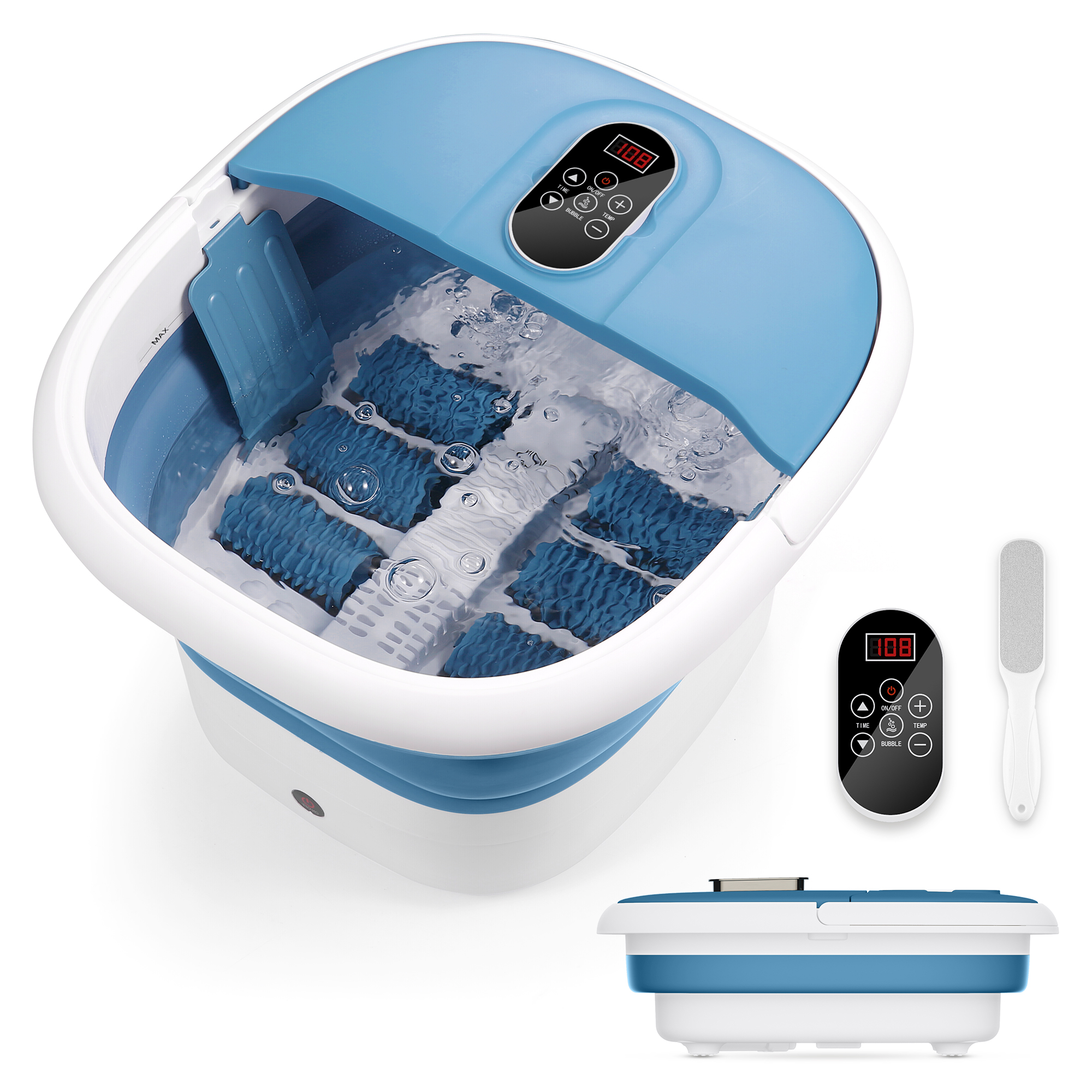 Gymax Portable Folding Foot Bath Spa Massager w/ Remote Control Timer ...