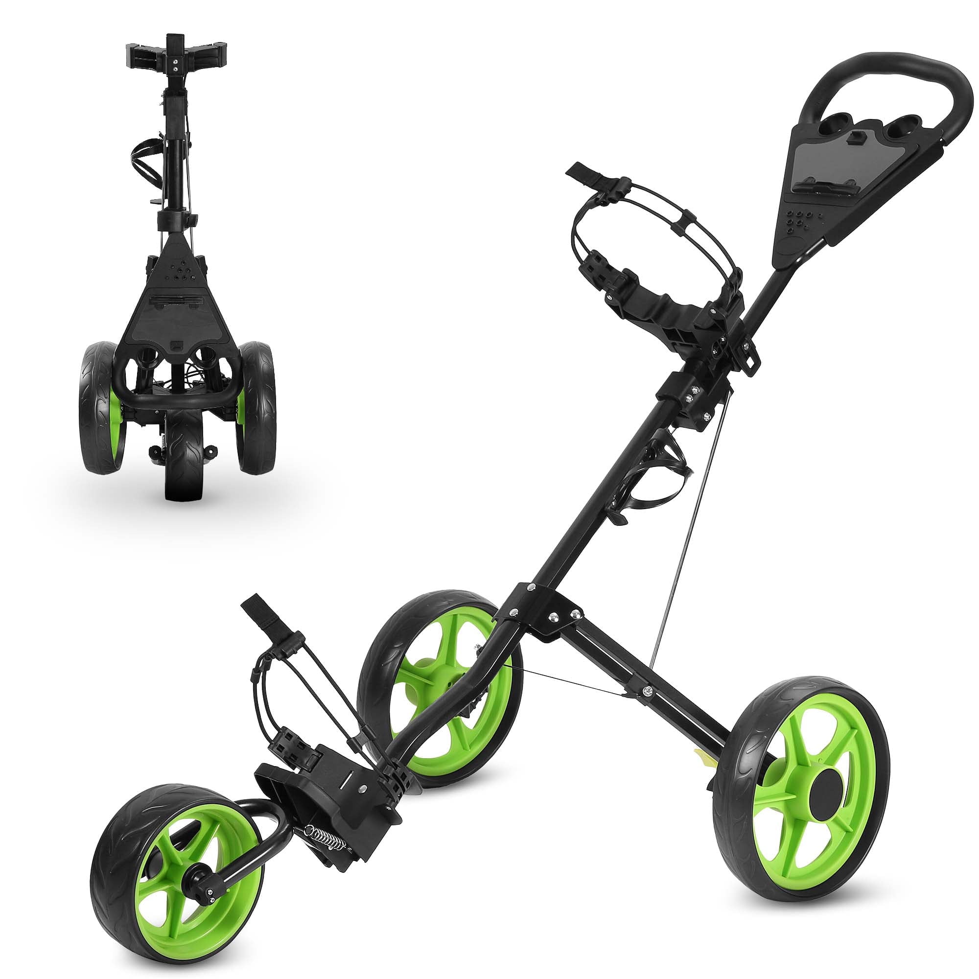 MaxKare Green 3-Wheel Golf Push Cart with Adjustable Handle, Scoreboard ...