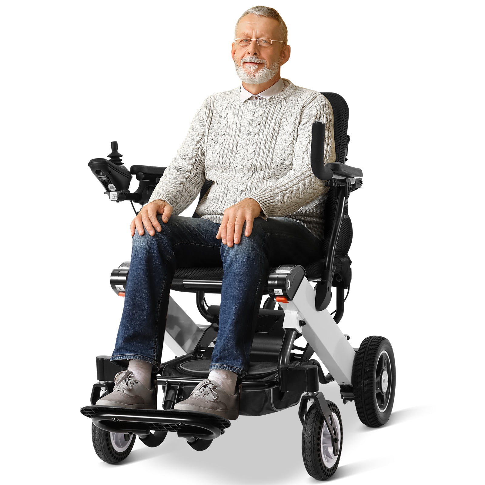 MaxKare Lightweight Folding Electric Wheelchair, Portable Motorized ...