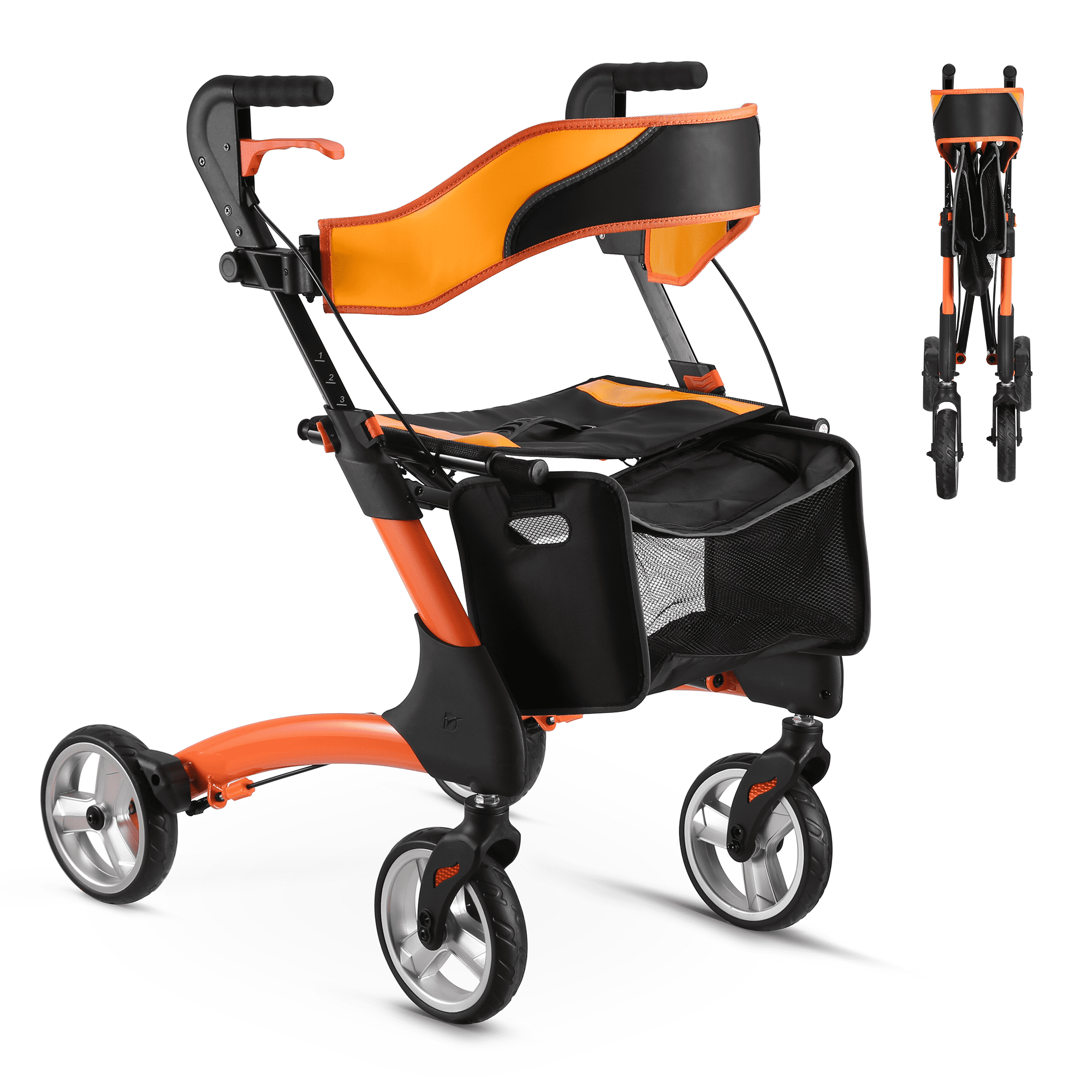 MaxKare Rollator Walker for Seniors, 6 Level for Height Adjustment, 8 ...