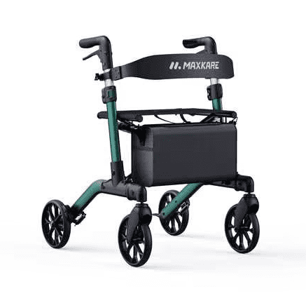 MaxKare Rollator Walker with Seat, Foldable 4 Wheel Rolling Medical ...