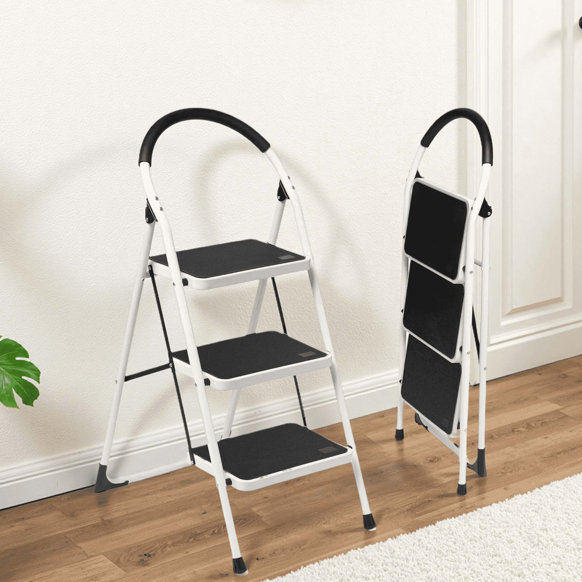 MaxKare 3-Step Ladder, Folding Lightweight Step Stool for Home, Metal ...