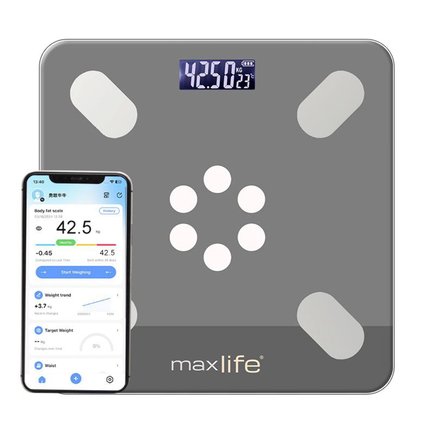 MaxLife Smart Body Fat Scale – Bluetooth Digital Bathroom Scale with ...