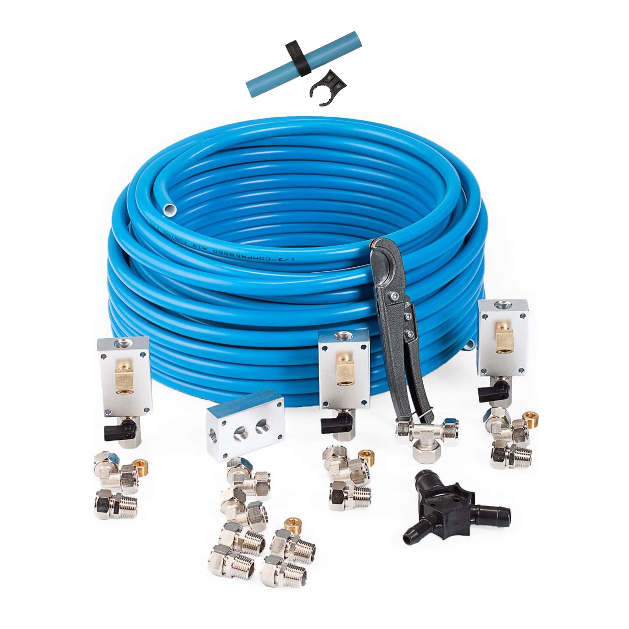MaxLine 100 Ft 0.5 In Semi Flexible Air Tubing Kit & Mount Clips (10 ...