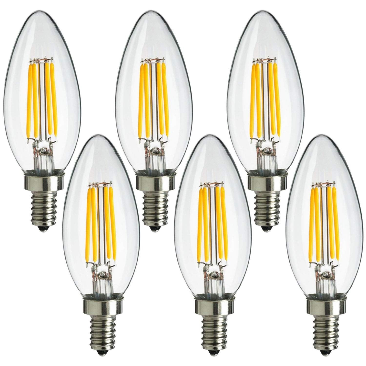 MaxLite Candelabra LED Filament Bulbs, 40W Equivalent, Dimmable, 2700K ...