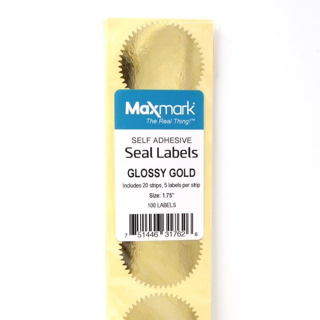 MaxMark 1.75" Self Adhesive Glossy Gold Seal Labels for Certificates ...