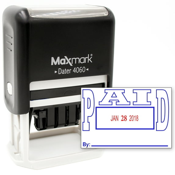 MaxMark Large Date Stamp with PAID Self Inking Date Stamp, Large Size ...