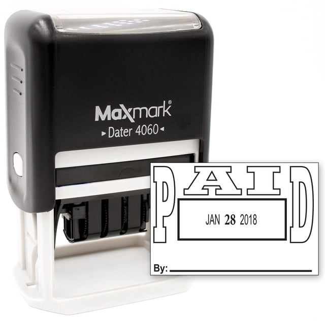 MaxMark Large Date Stamp with PAID Self Inking Date Stamp, Large Size ...
