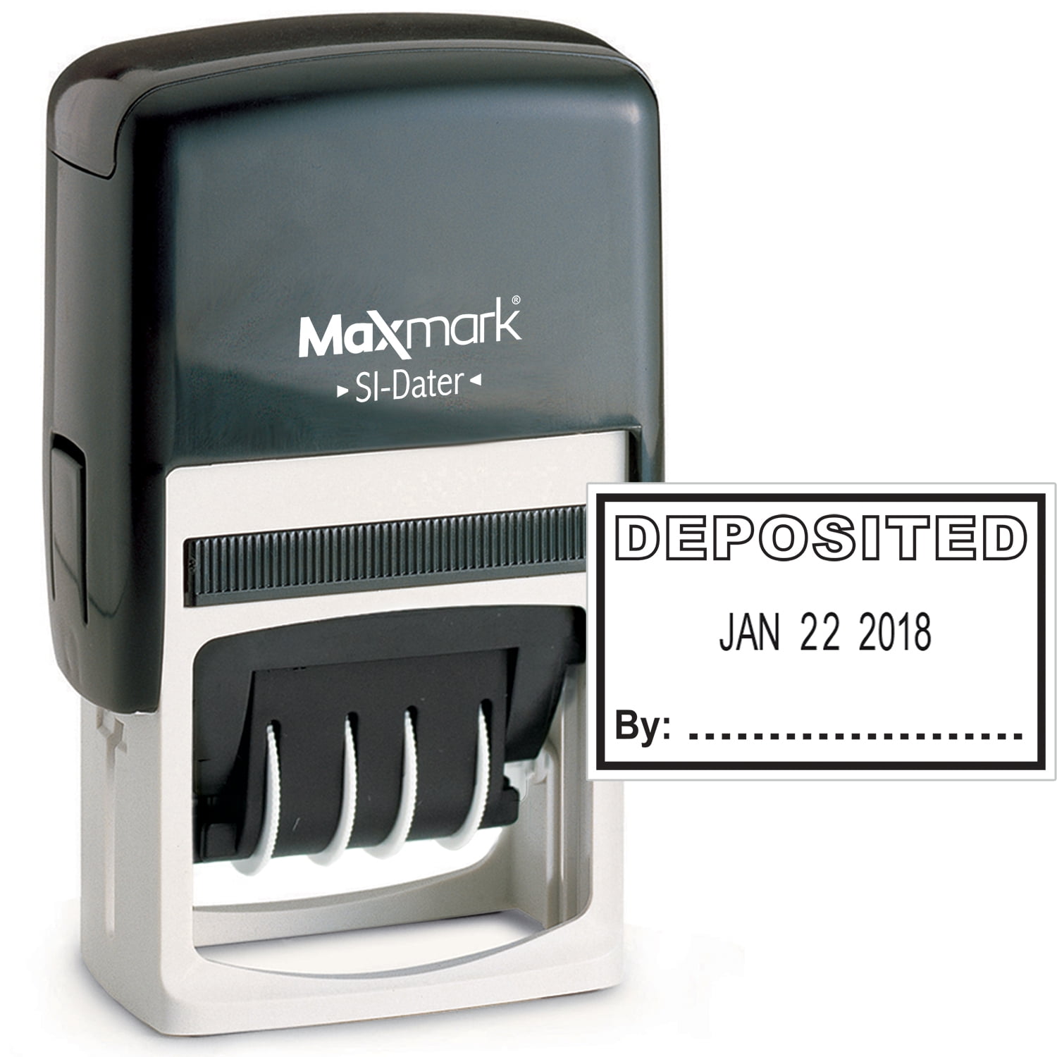 MaxMark Office Date Stamp with DEPOSITED Self Inking Date Stamp - BLACK ...