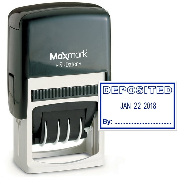 MaxMark Office Date Stamp with DEPOSITED Self Inking Date Stamp - BLUE ink - Walmart Business ...