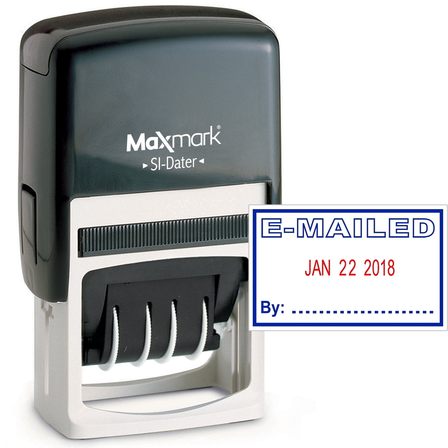 MaxMark Office Date Stamp with E-MAILED Self Inking Date Stamp - BLUE ...