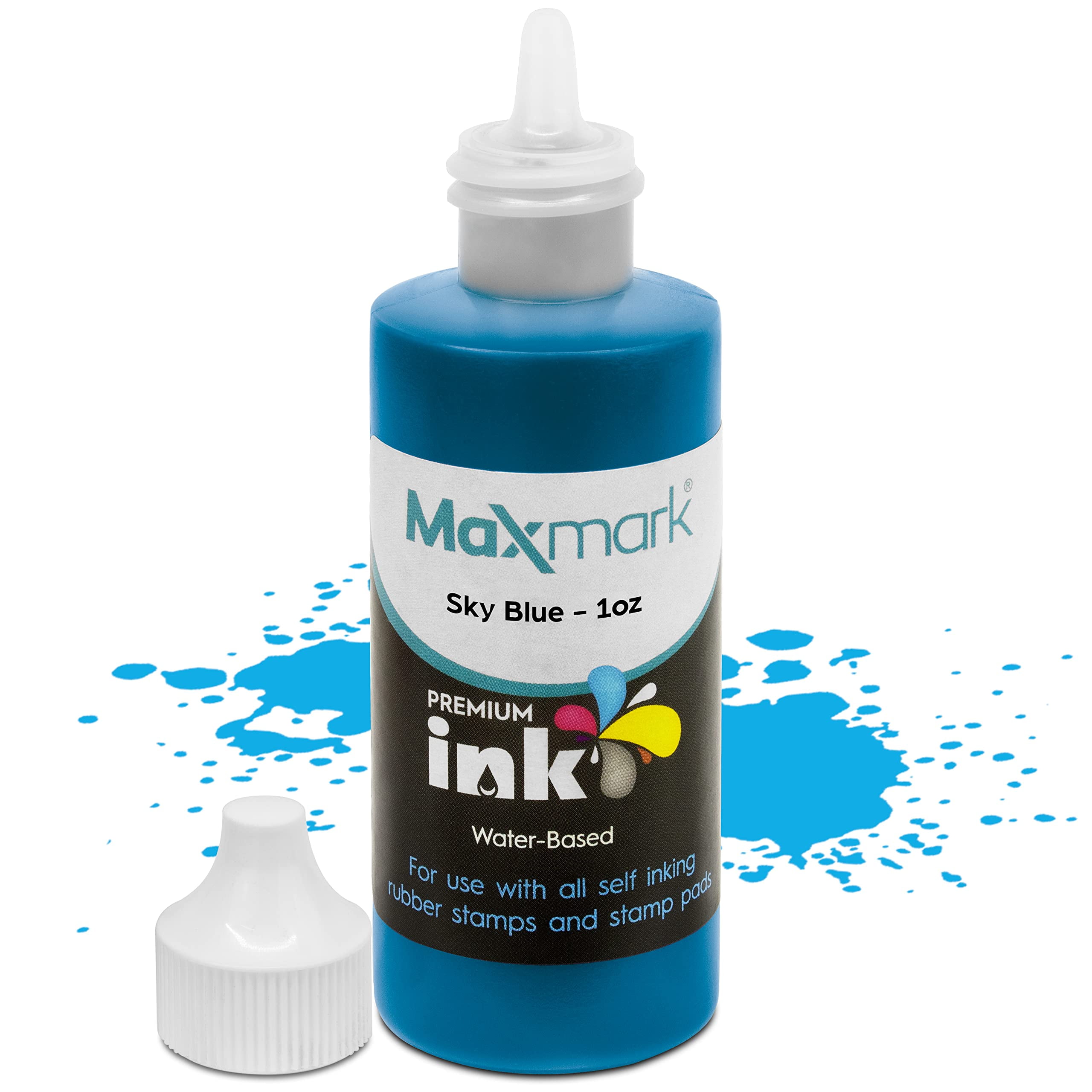 MaxMark Premium Refill Ink for self Inking Stamps and Stamp Pads, Sky ...