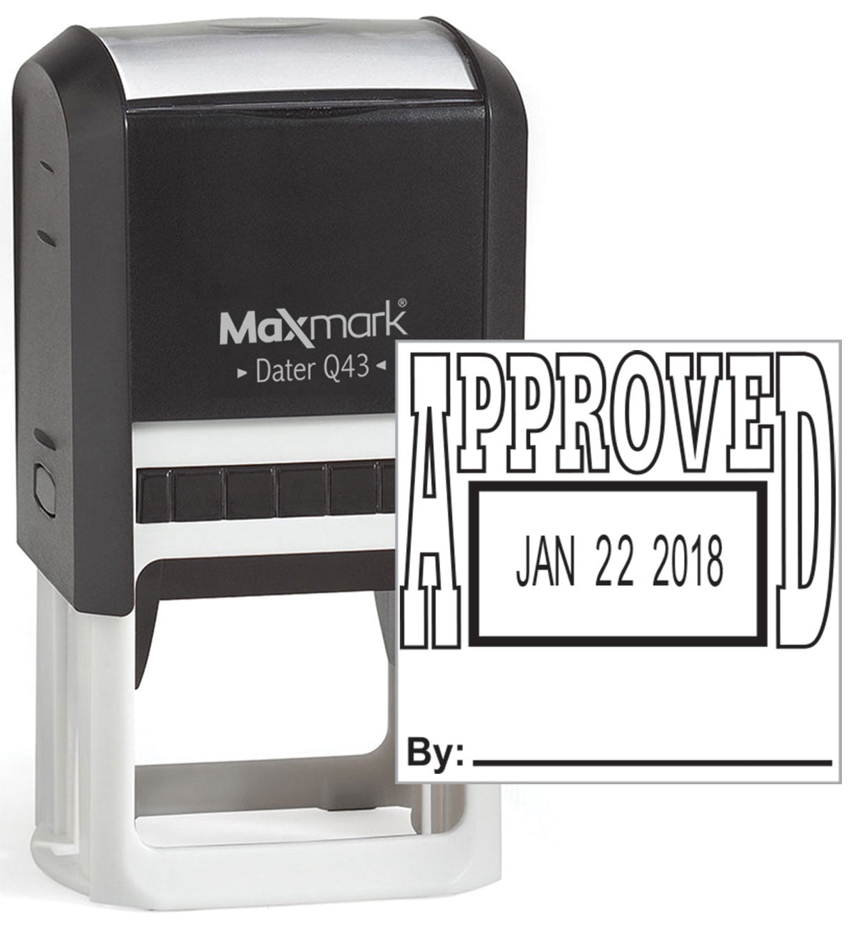 MaxMark Q43 (Large Size) Date Stamp with "APPROVED" Self Inking Stamp - Black Ink - Walmart.com
