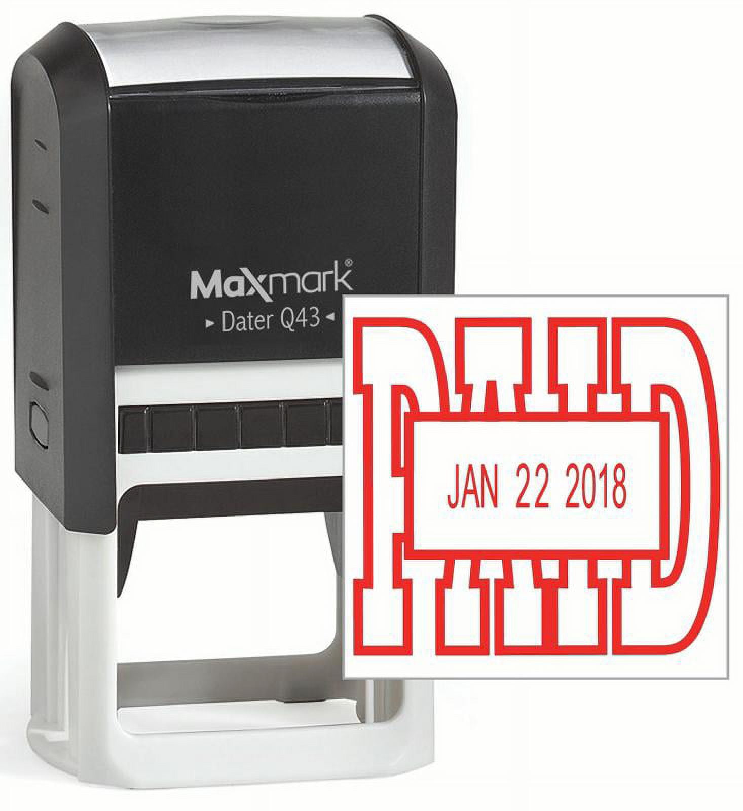 MaxMark Q43 (Large Size) Date Stamp with "PAID" Self Inking Stamp - Red Ink - Walmart.com