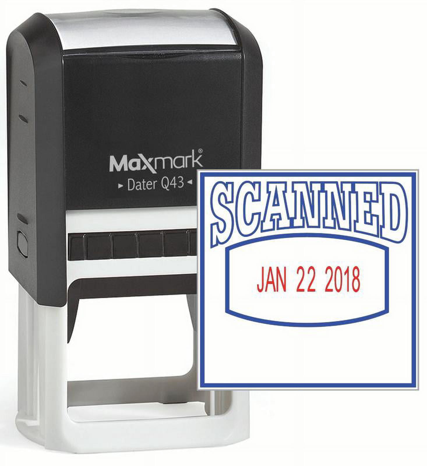 MaxMark Q43 (Large Size) Date Stamp with "SCANNED" Self Inking Stamp ...