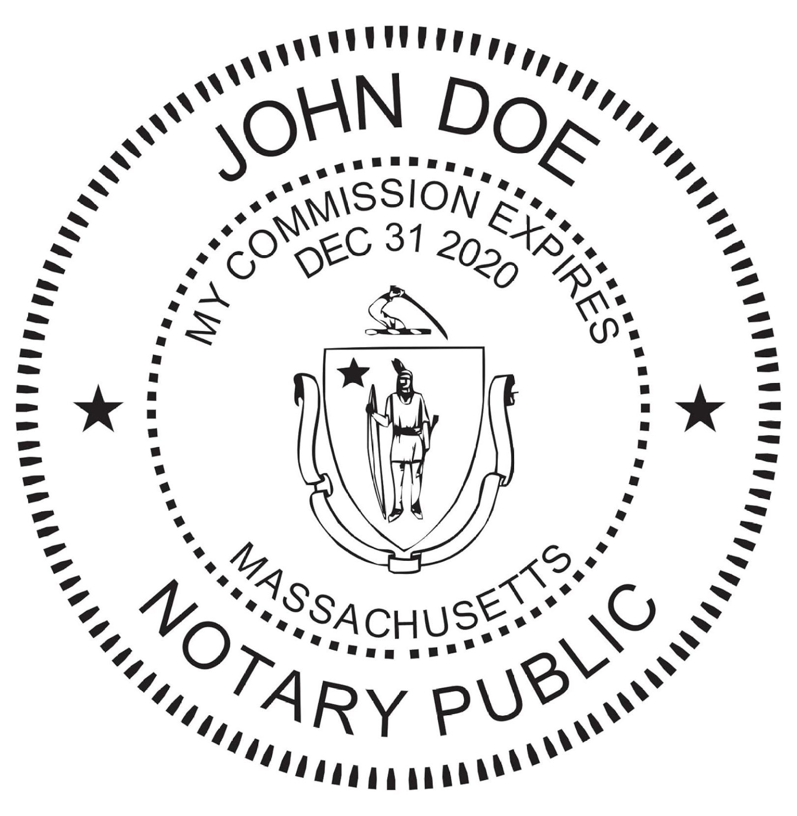 MaxMark Round Notary Pre-Inked Stamp for State of Massachusetts ...