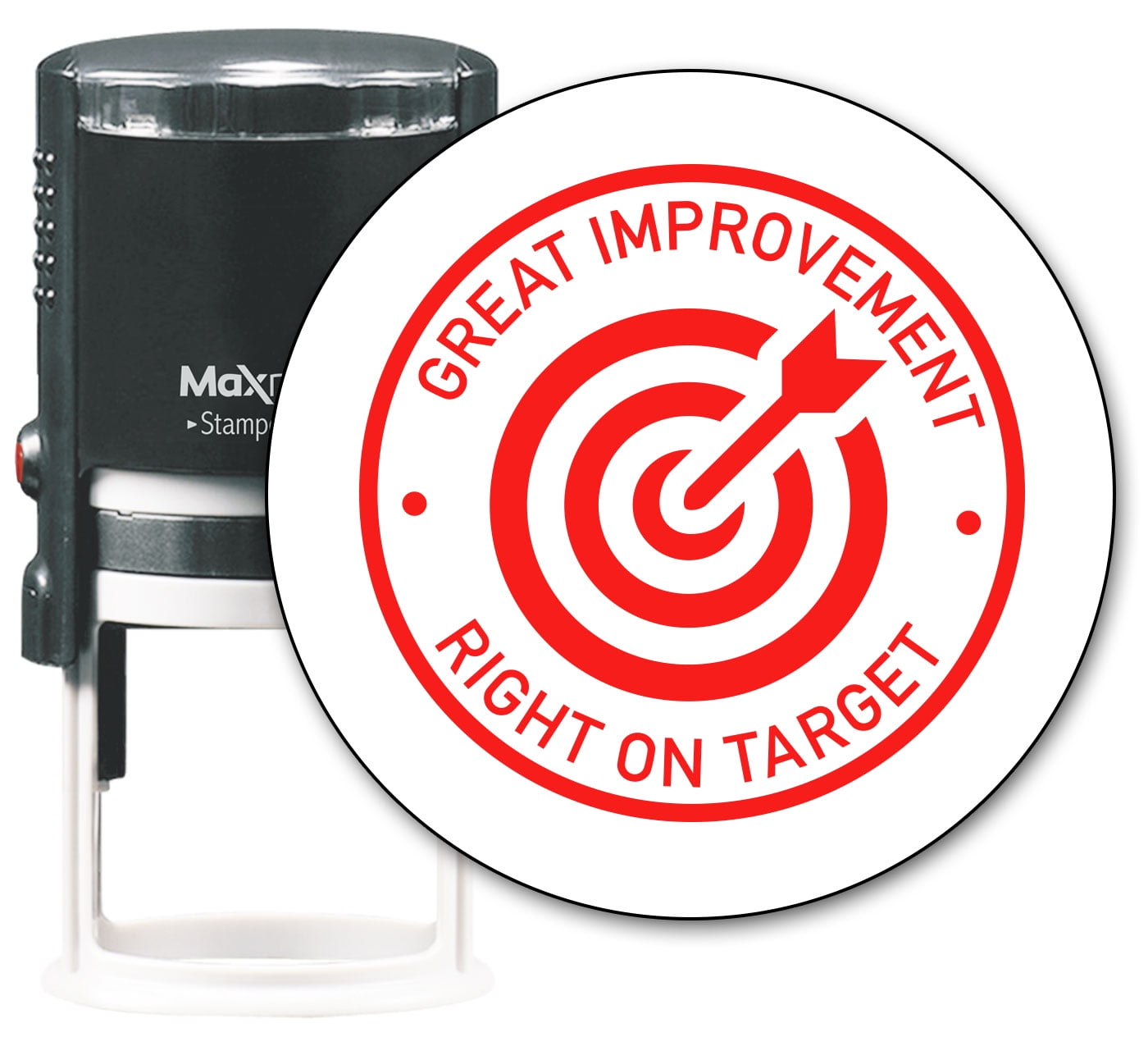 MaxMark Round Teacher Self Inking Stamp - GREAT IMPROVEMENT - RIGHT ON ...