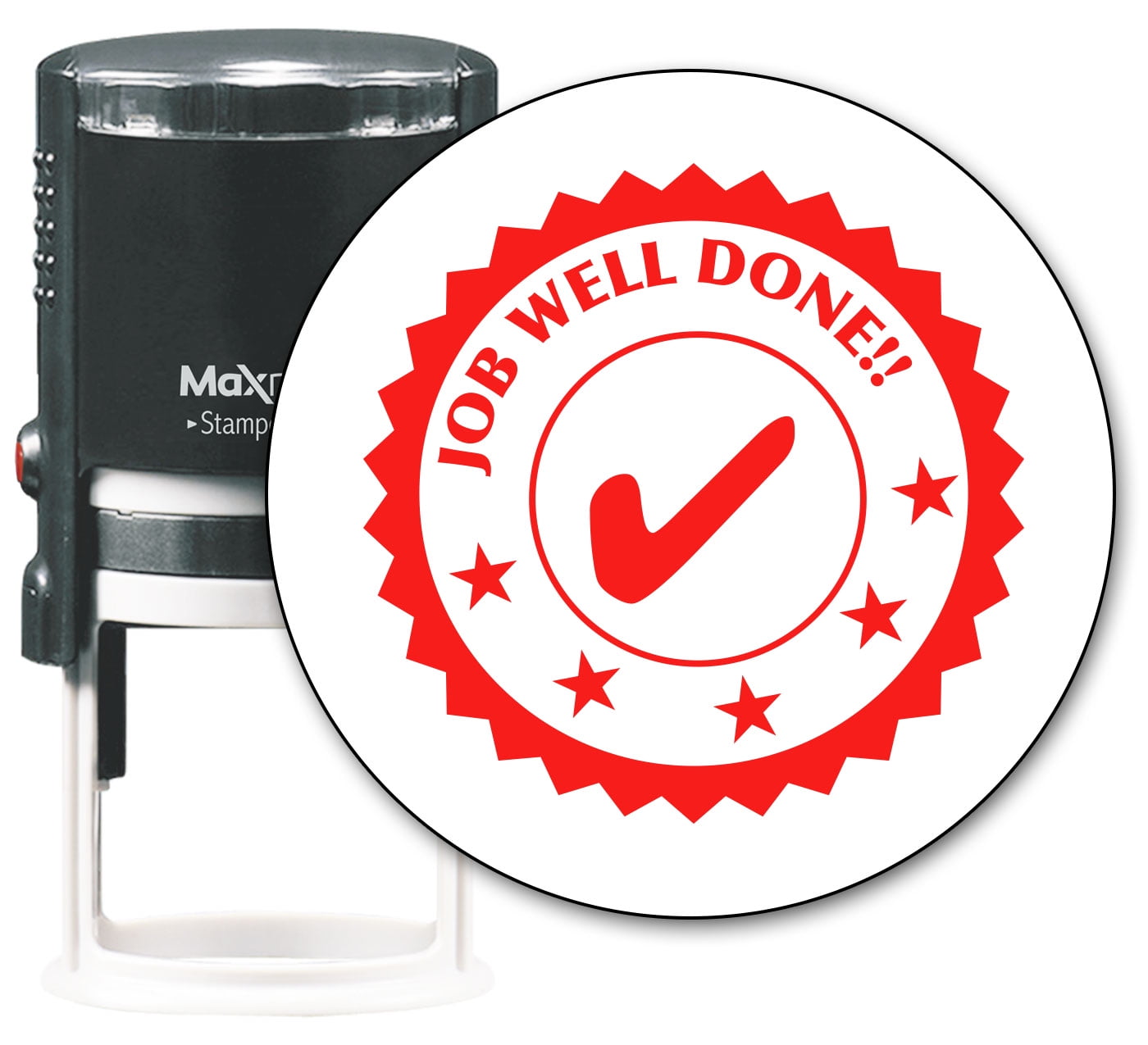 MaxMark Round Teacher Self Inking Stamp - JOB WELL DONE!! - Jumbo ...