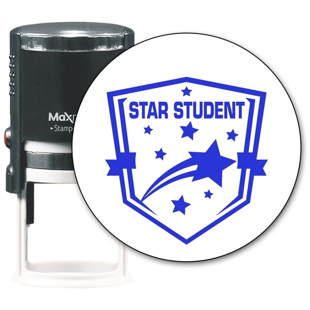 MaxMark Round Teacher Self Inking Stamp - STAR STUDENT - Jumbo Series ...