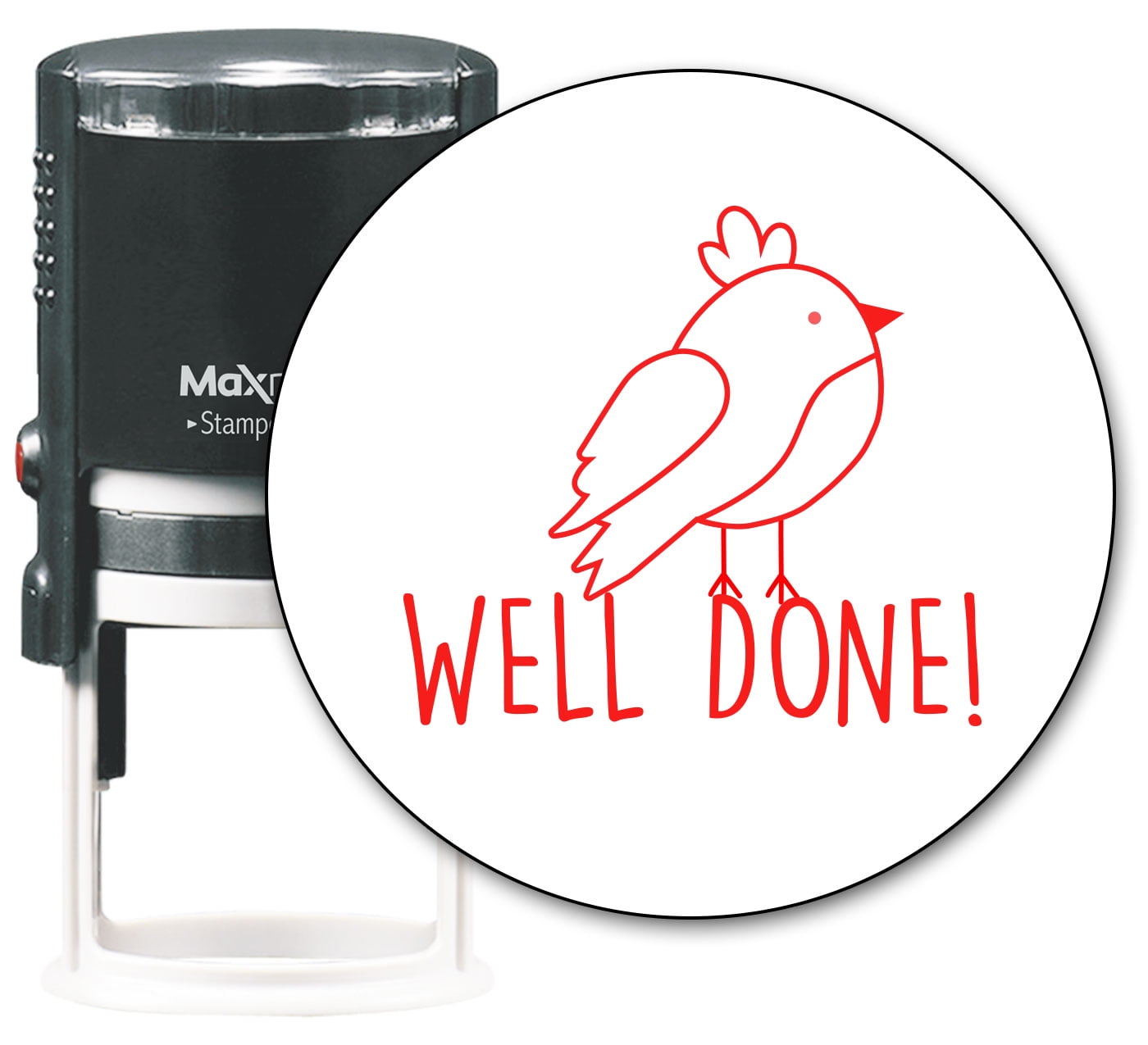 MaxMark Round Teacher Self Inking Stamp - WELL DONE! - Jumbo Series ...