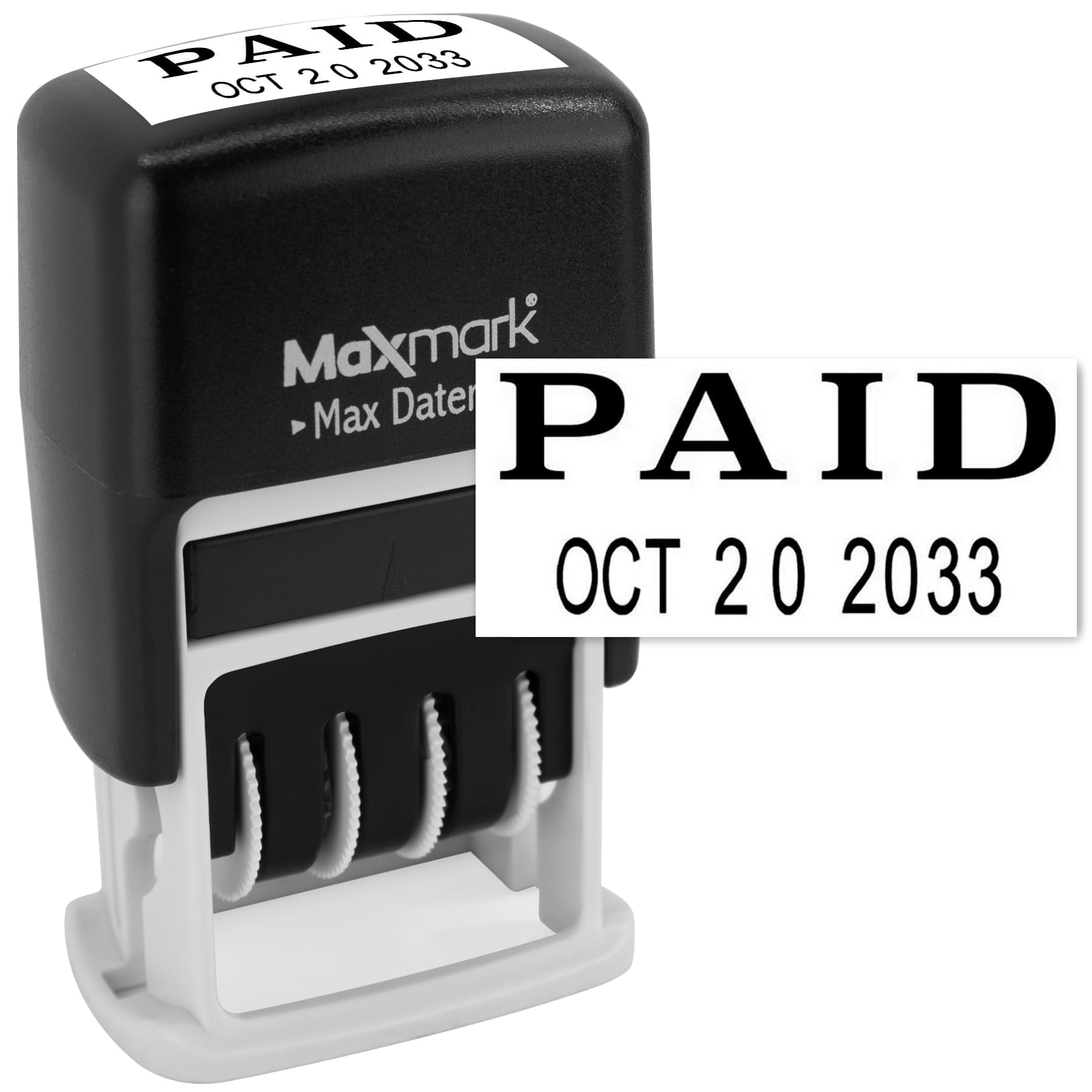 MaxMark Self-Inking Rubber Date Office Stamp with Paid Phrase & Date ...