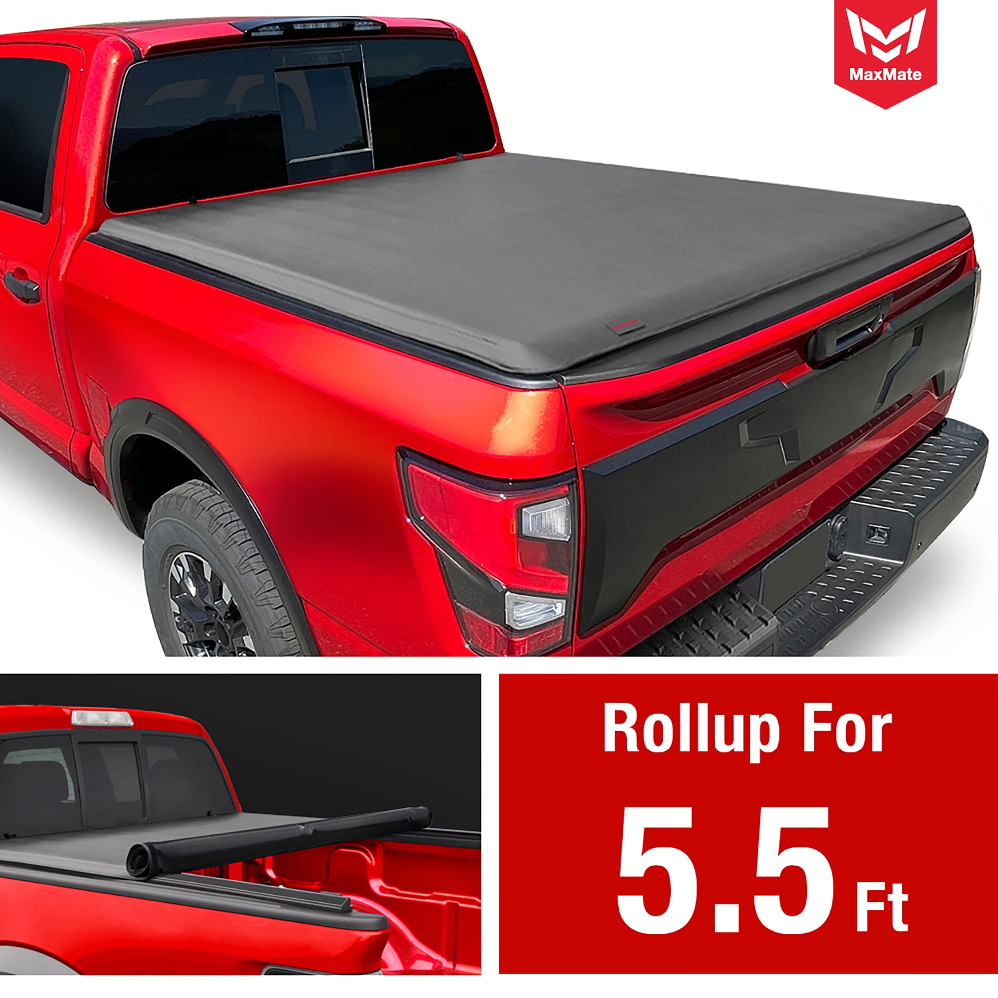 MaxMate Soft Roll-up Truck Bed Tonneau Cover Compatible with 2017-2024 ...