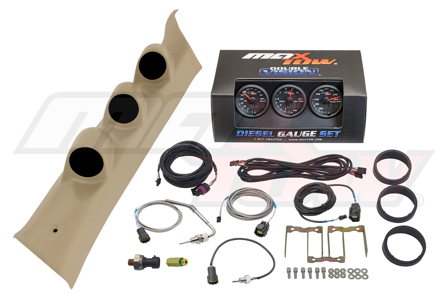 MaxTow | 2014-2019 Chevrolet Silverado 6.6 Duramax Tan Triple Gauge ...