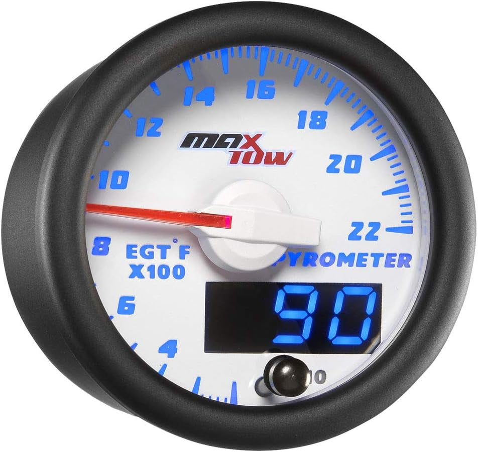 MaxTow Double Vision 2200 F Pyrometer Exhaust Gas Temperature EGT Gauge ...