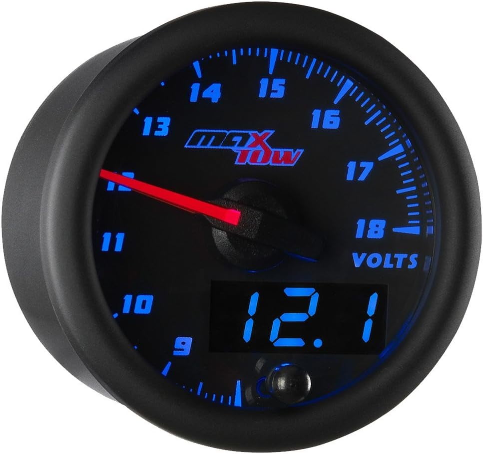 MaxTow Double Vision Volt Voltmeter Gauge - Voltage Range 8-18 Volts ...
