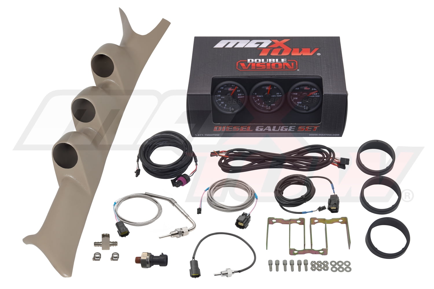 MaxTow | Tan Triple Gauge Pillar Pod for 1999-2007 Ford Super Duty ...