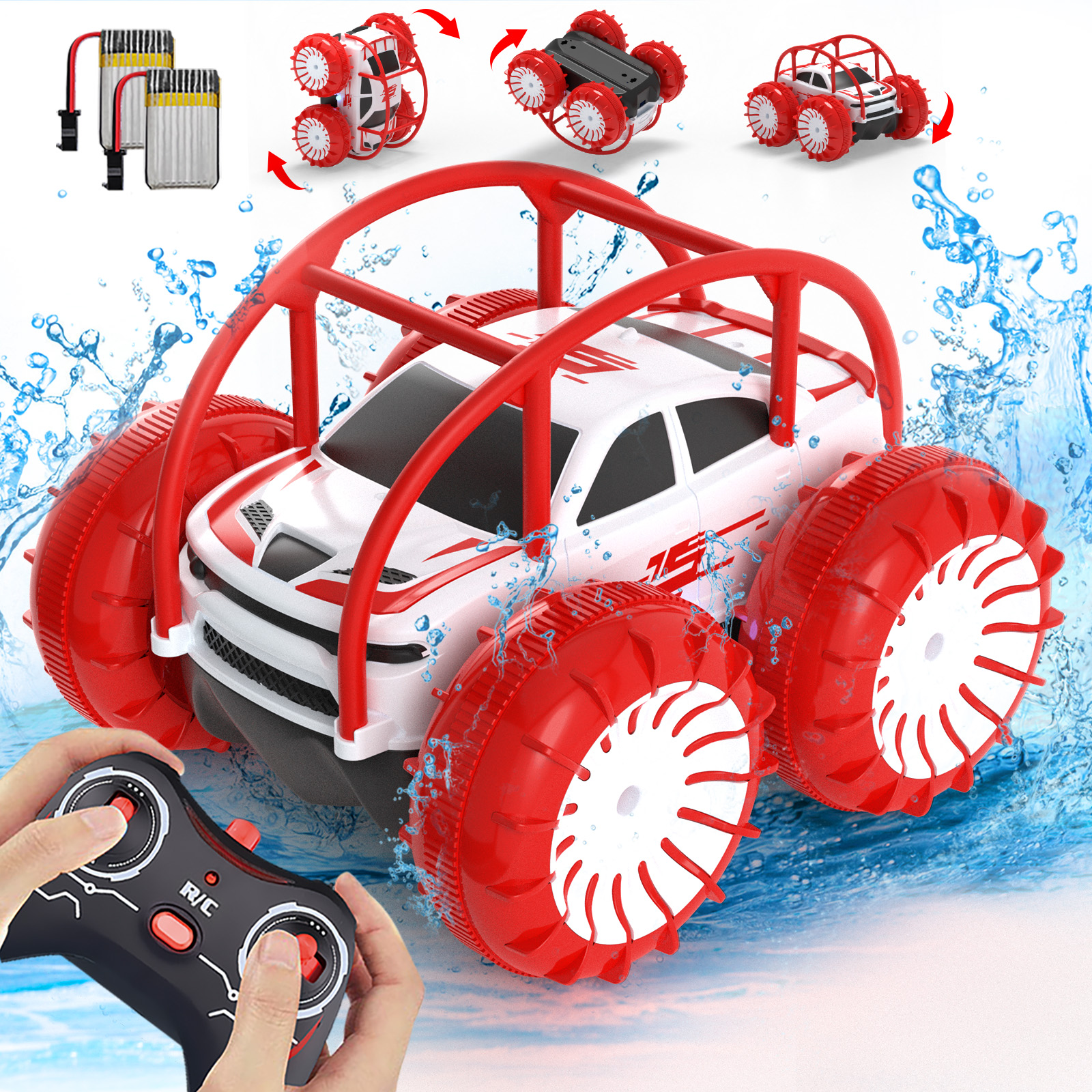 MaxTronic Amphibious Remote Control Car 360°Flip Rotation RC Stunt Car ...