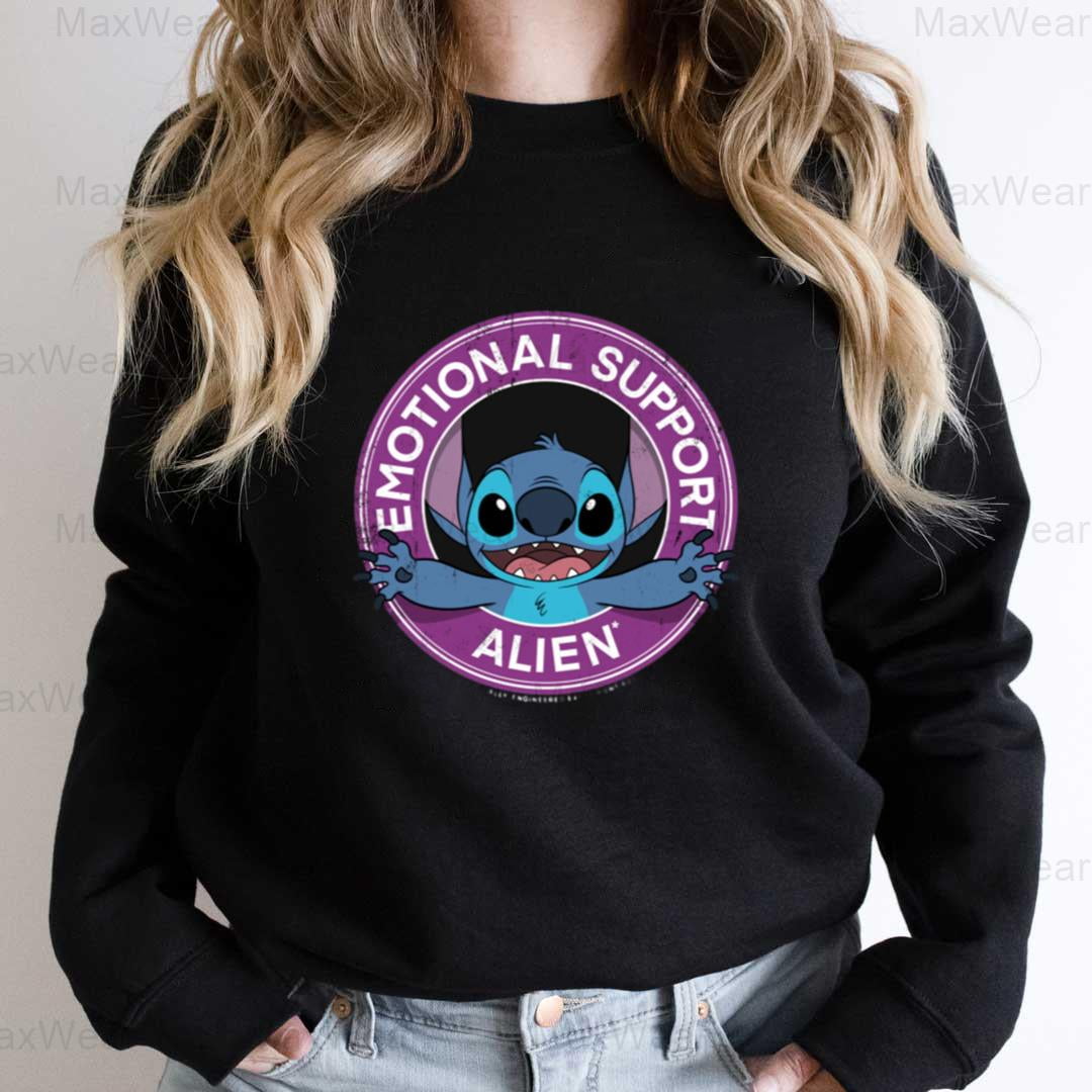 MaxWear81 Emotional Support Alien, Xenomorph Alien Parody Sci-Fi Horror Funny Hugs Sweatshirt ...