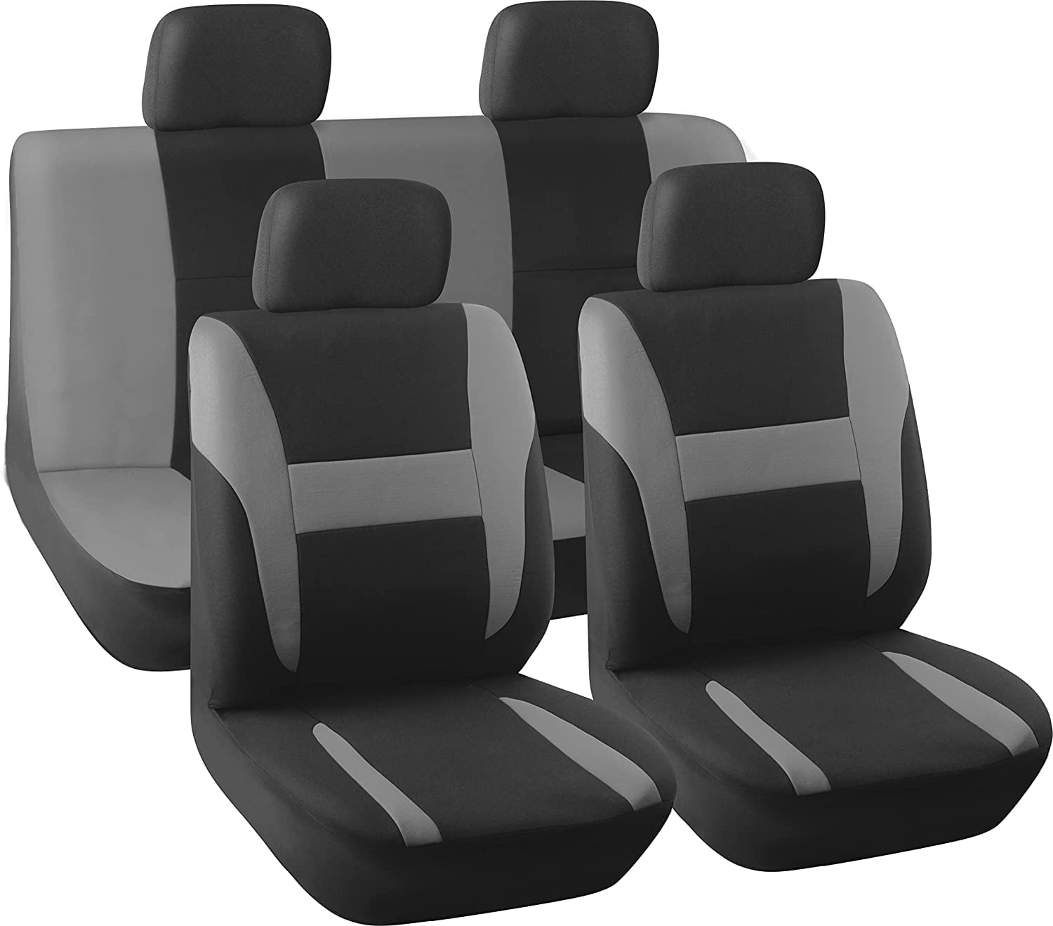 MaxWorks 50568 Polyester Car Seat Cover, Full 8 PC Set Detachable ...