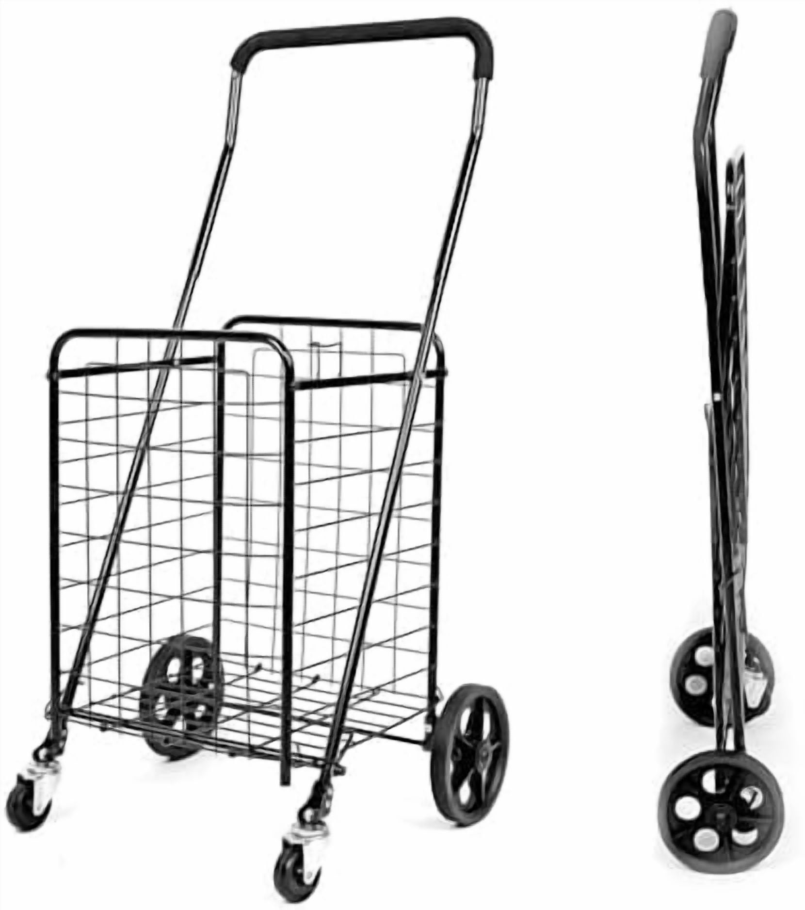 MaxWorks 50683 Grocery Steel Shopping Collapsible 1 Compartment Cart ...