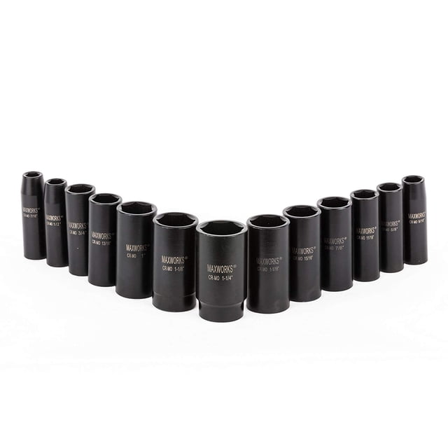 MaxWorks 80782 13-Piece 1/2" Drive SAE Deep Impact Socket Set With ...