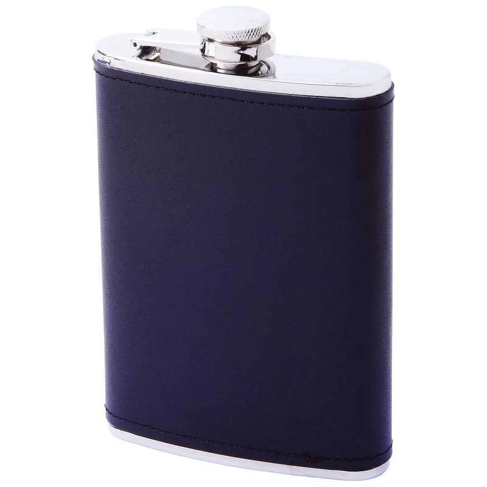 Maxam® 8oz Stainless Steel Flask with Solid Genuine Leather Wrap ...