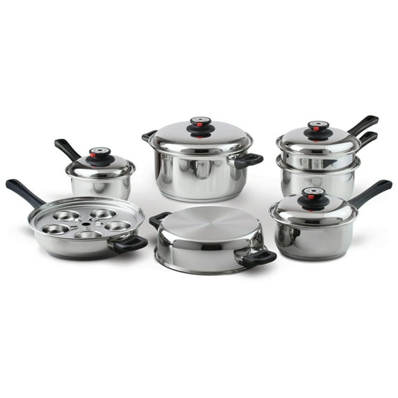 Maxam 9-Element Waterless Cooking Pot & Pan Set, Durable Stainless ...