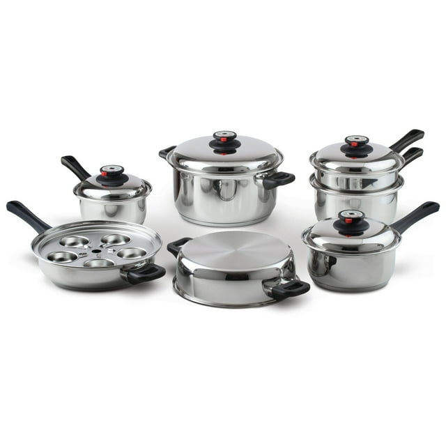 Maxam 9-Element Waterless Cooking Pot & Pan Set, Durable Stainless ...