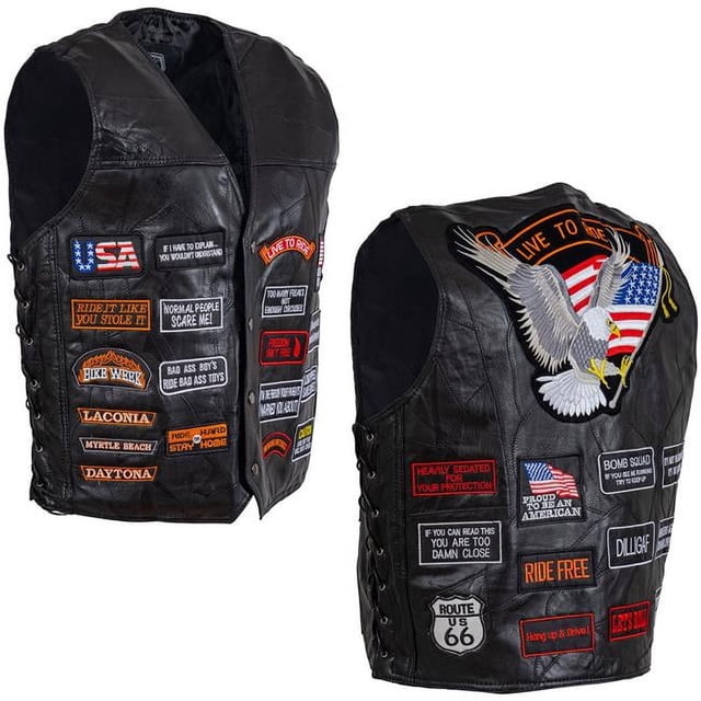 Maxam Medium Buffalo Leather Motorcycle Vest for Men - Stylish, Fuel ...