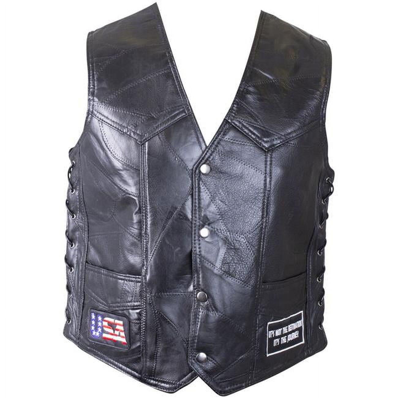 Maxam GFVBIK6L Rock Design Genuine Buffalo Leather Vest with Patches ...