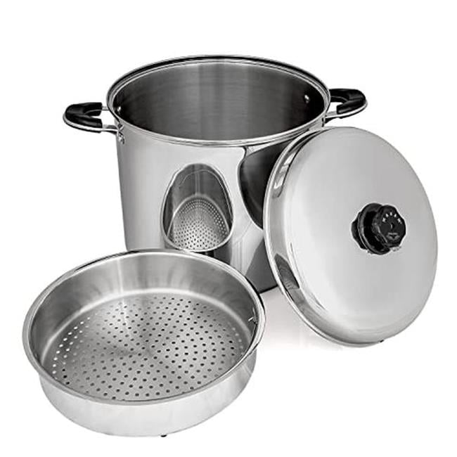 Maxam Stock Pot & Steamer Basket Set - Waterless Cooking & High Heat ...