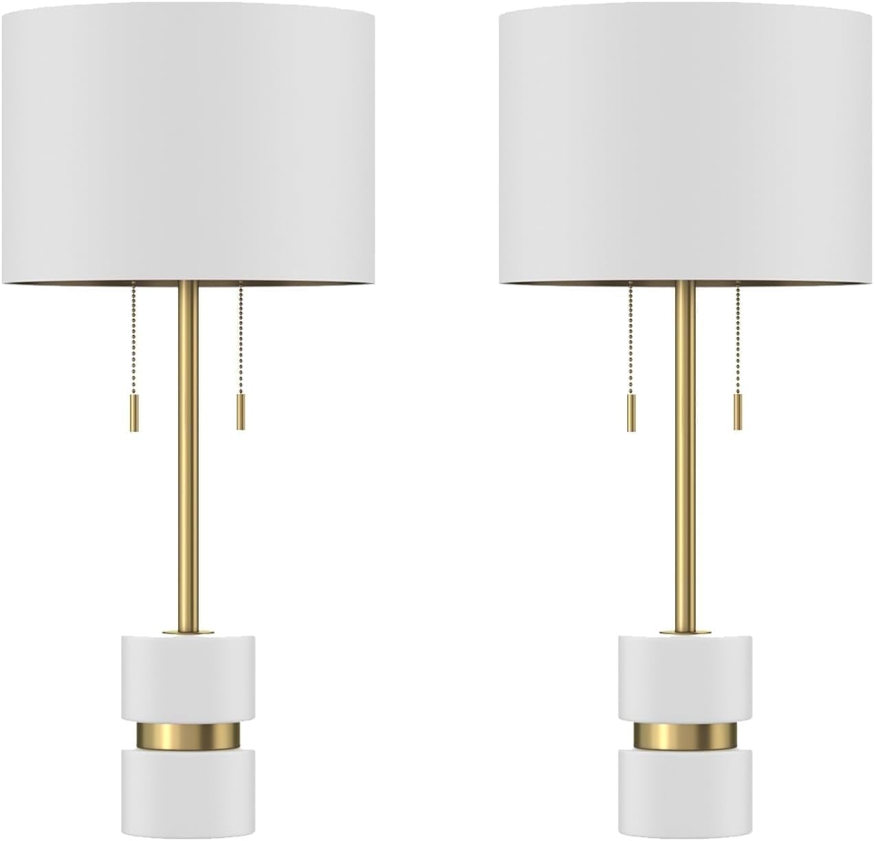 Maxax 2-Light Buffet Table Lamps Set of 2, 31.5" Gold Traditional Poly ...