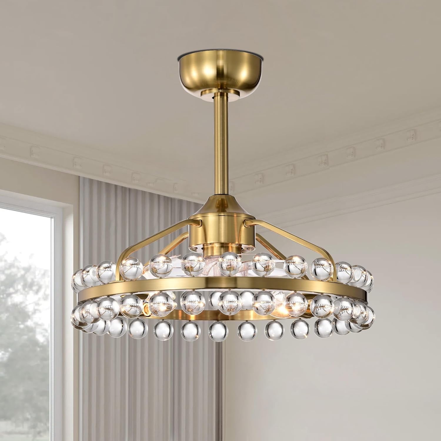 Maxax 21" Reversible Rotation Crystal Ceiling Fan with Lights, 6 Speed ...