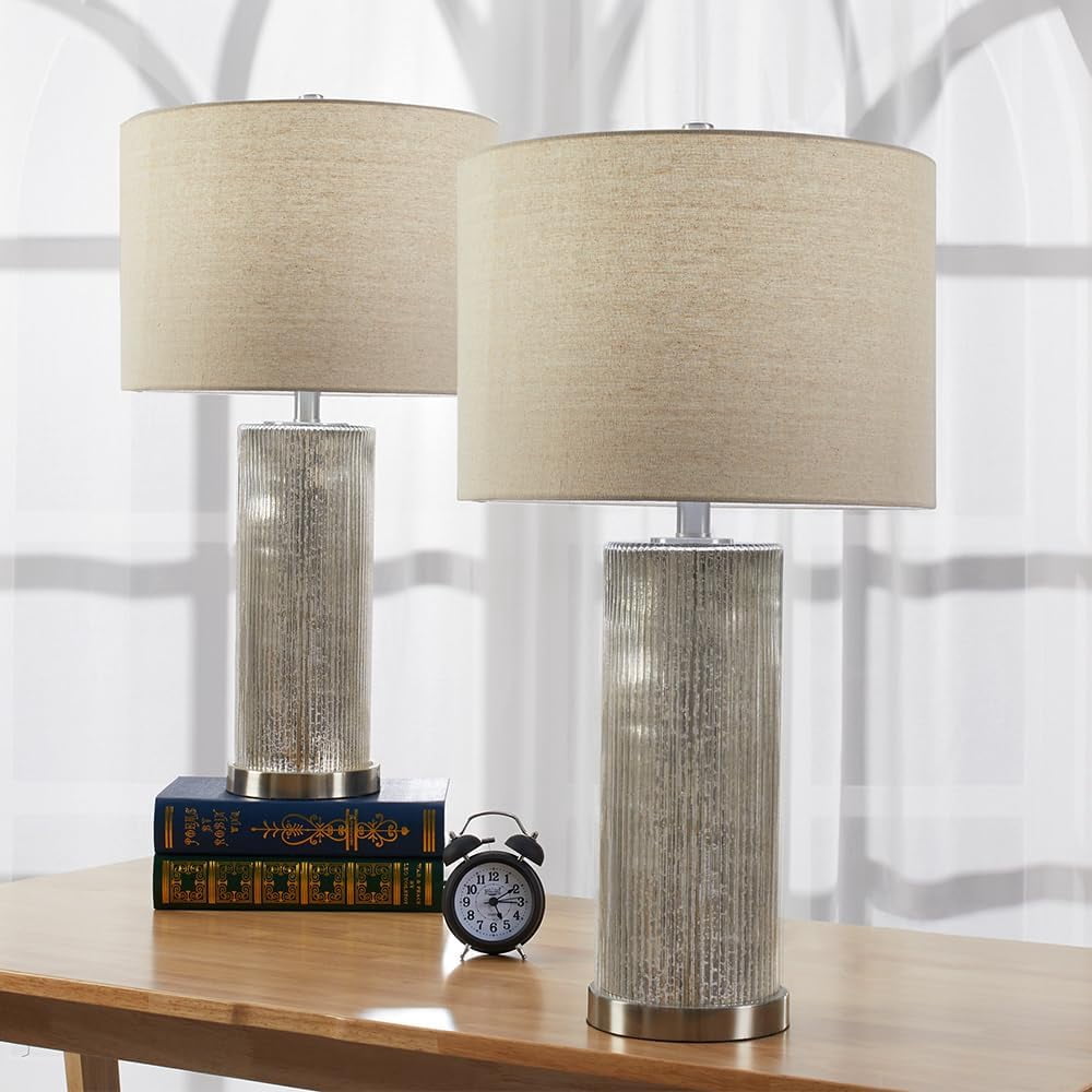 Maxax 26" Glass Table Lamps Set of 2 with USB Charging Ports, 3 Way ...