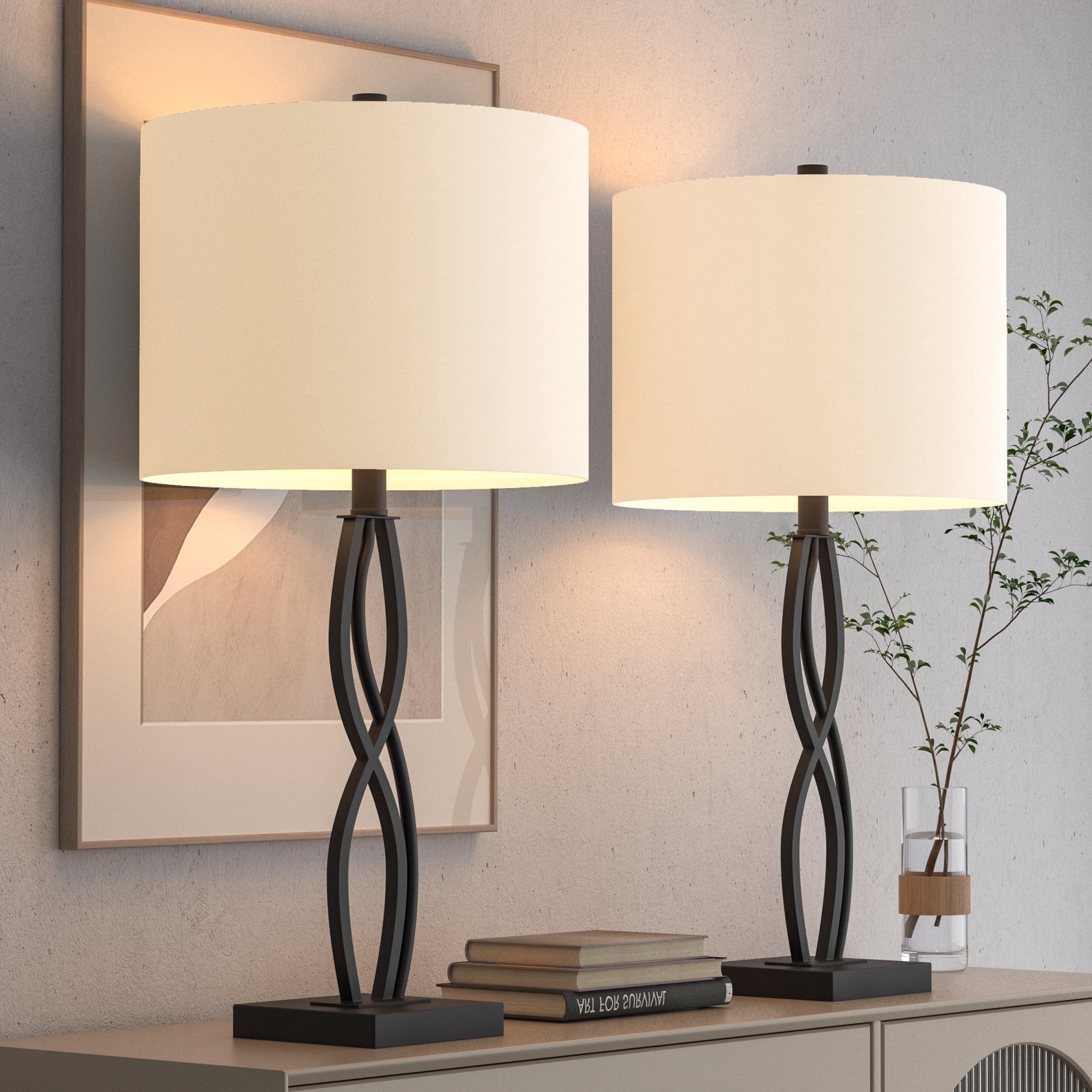 Maxax 26" Large Black Table Lamp Set of 2 – Modern Metal Nightstand ...