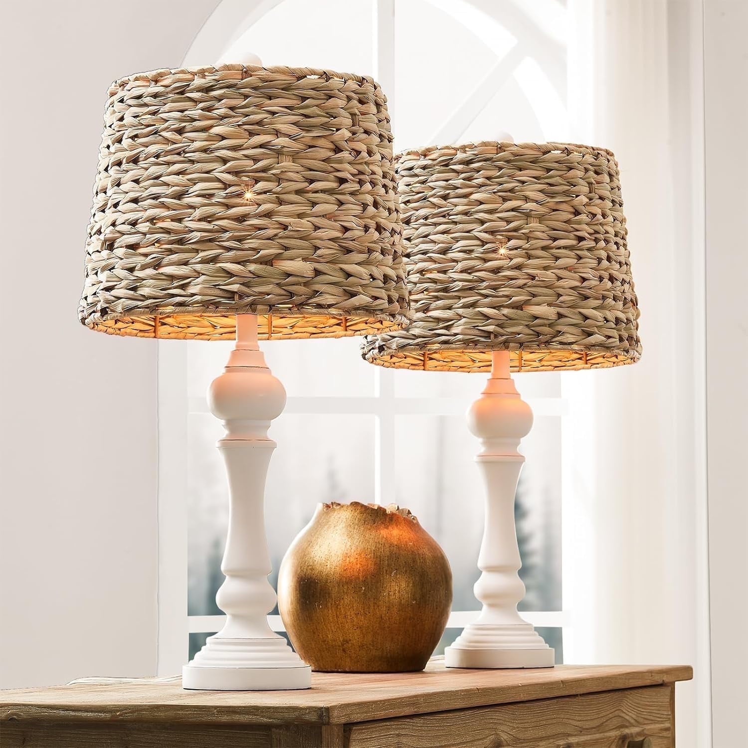 Maxax 26" Coastal Table Lamps Set of 2, Farmhouse Bedside Lamps with ...